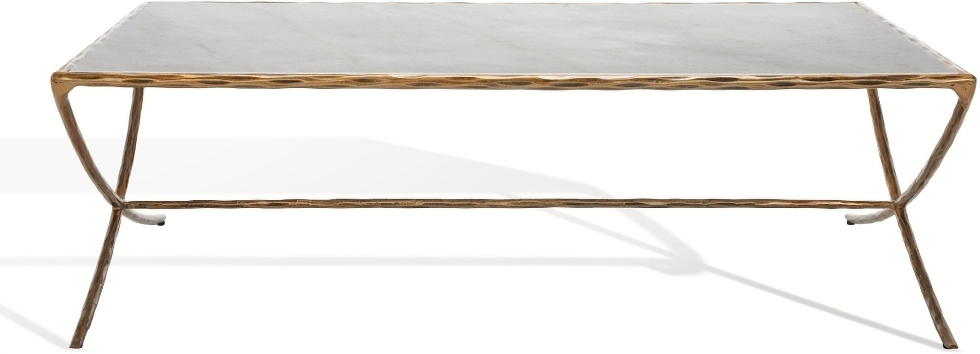 Debbie Rectangle Metal Coffee Table In White and Brushed Brass by ...