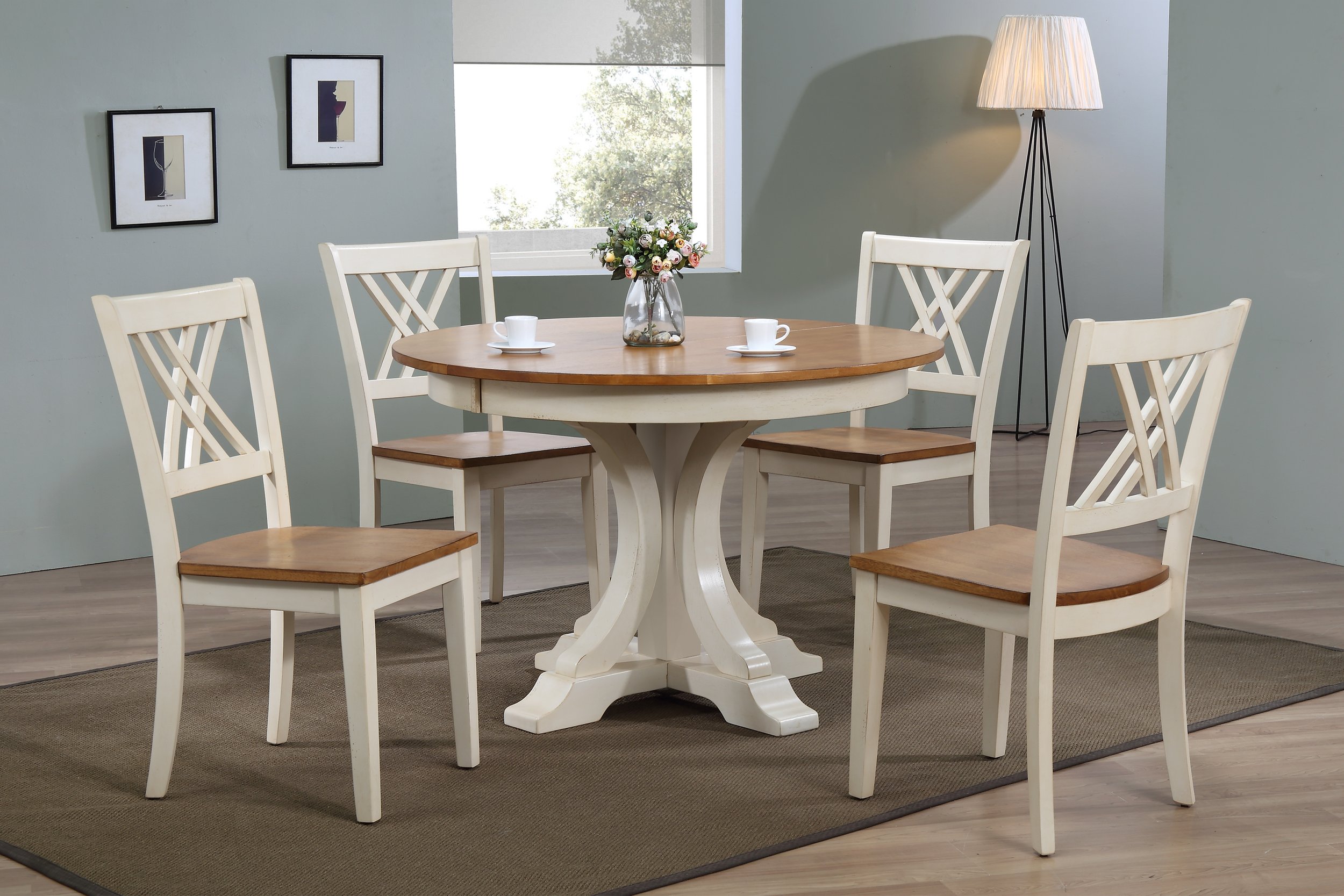 Deco Double X-Back 5-Piece Dining Set In Caramel and Biscotti by Iconic ...