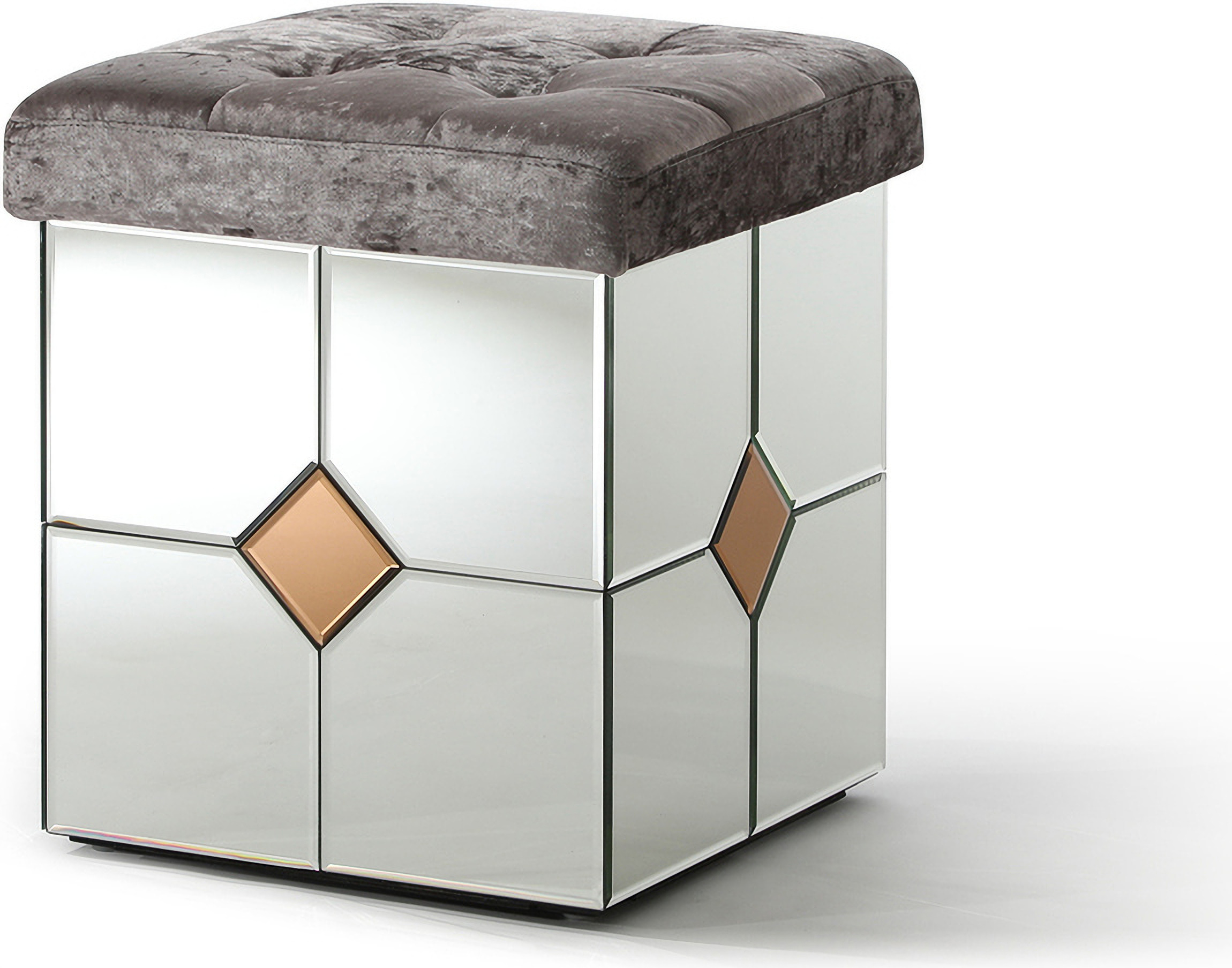 Decor Square Bench In Mirror by Glory | 1StopBedrooms