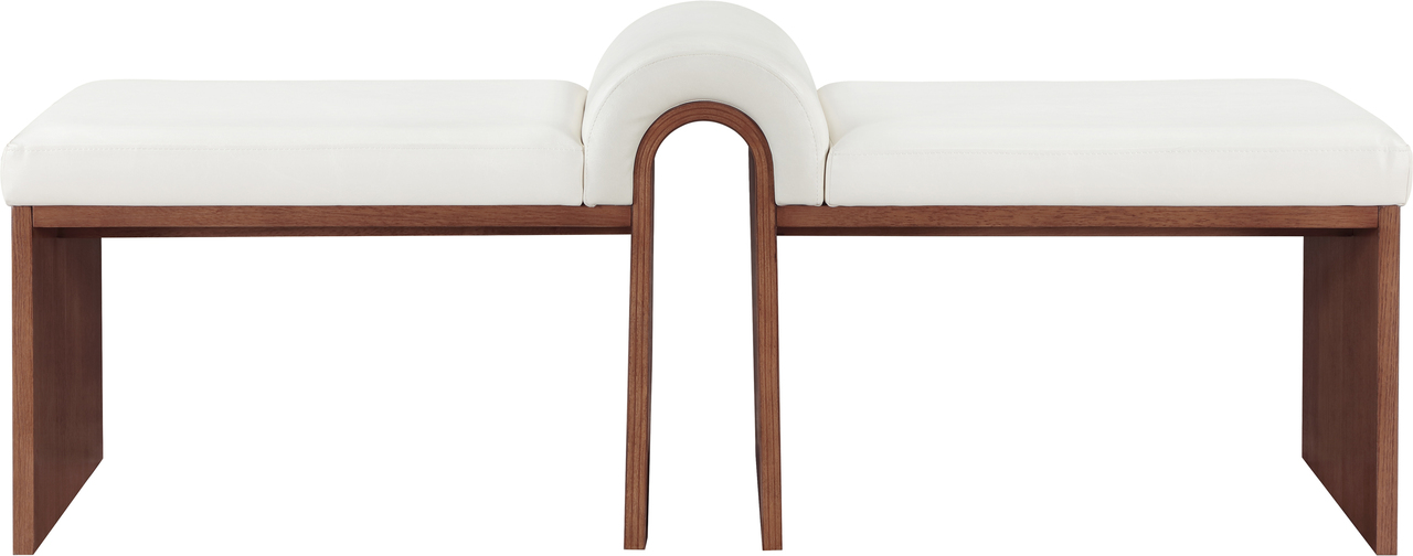 Delphine Vegan Leather Upholstered Bench In Cream and Brown by Meridian ...