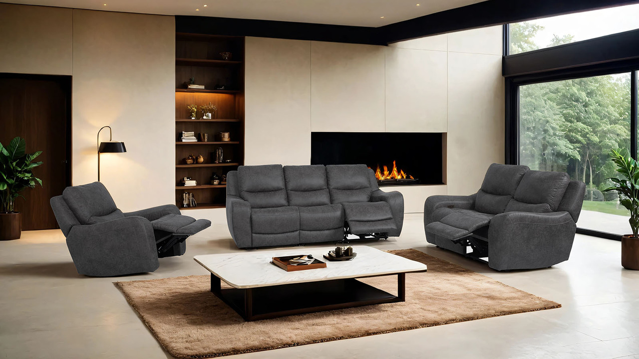 Demetrius Power Living Room Set In Dark Gray by Furniture of America ...