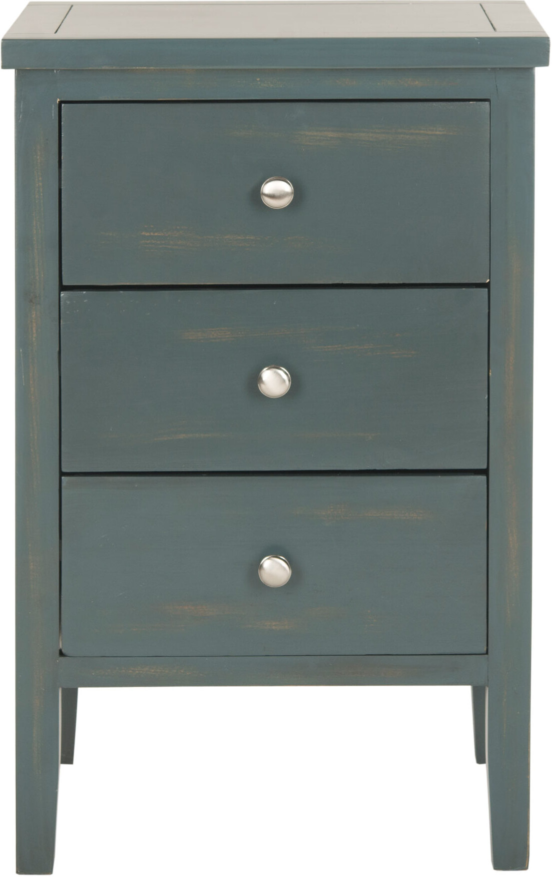 Deniz Steel Teal End Table with 3 Storage Drawers by Safavieh ...