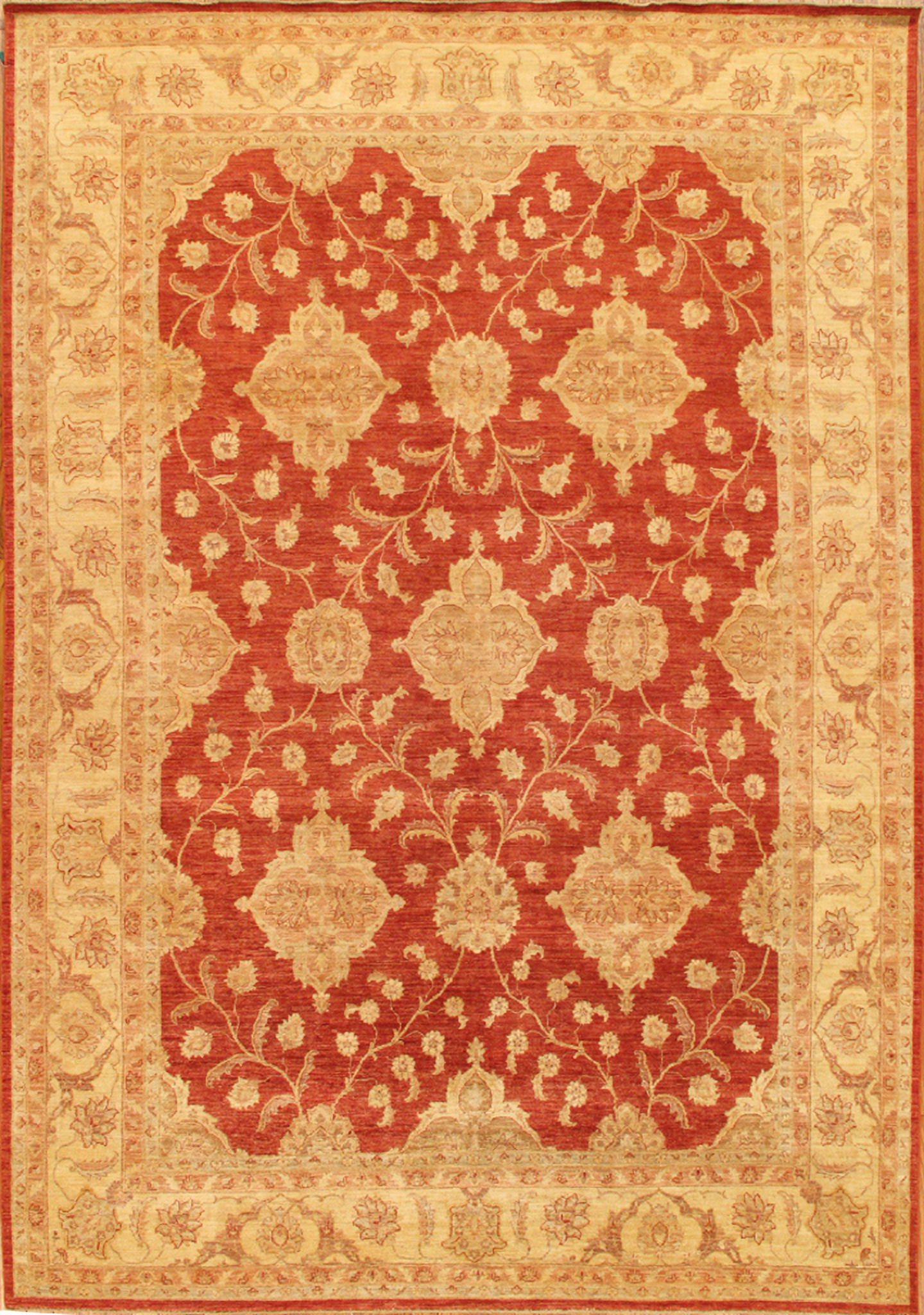 Denver Hand-Knotted Lamb's Wool Area Rug-10' x 14' 3" In Rust and Beige ...