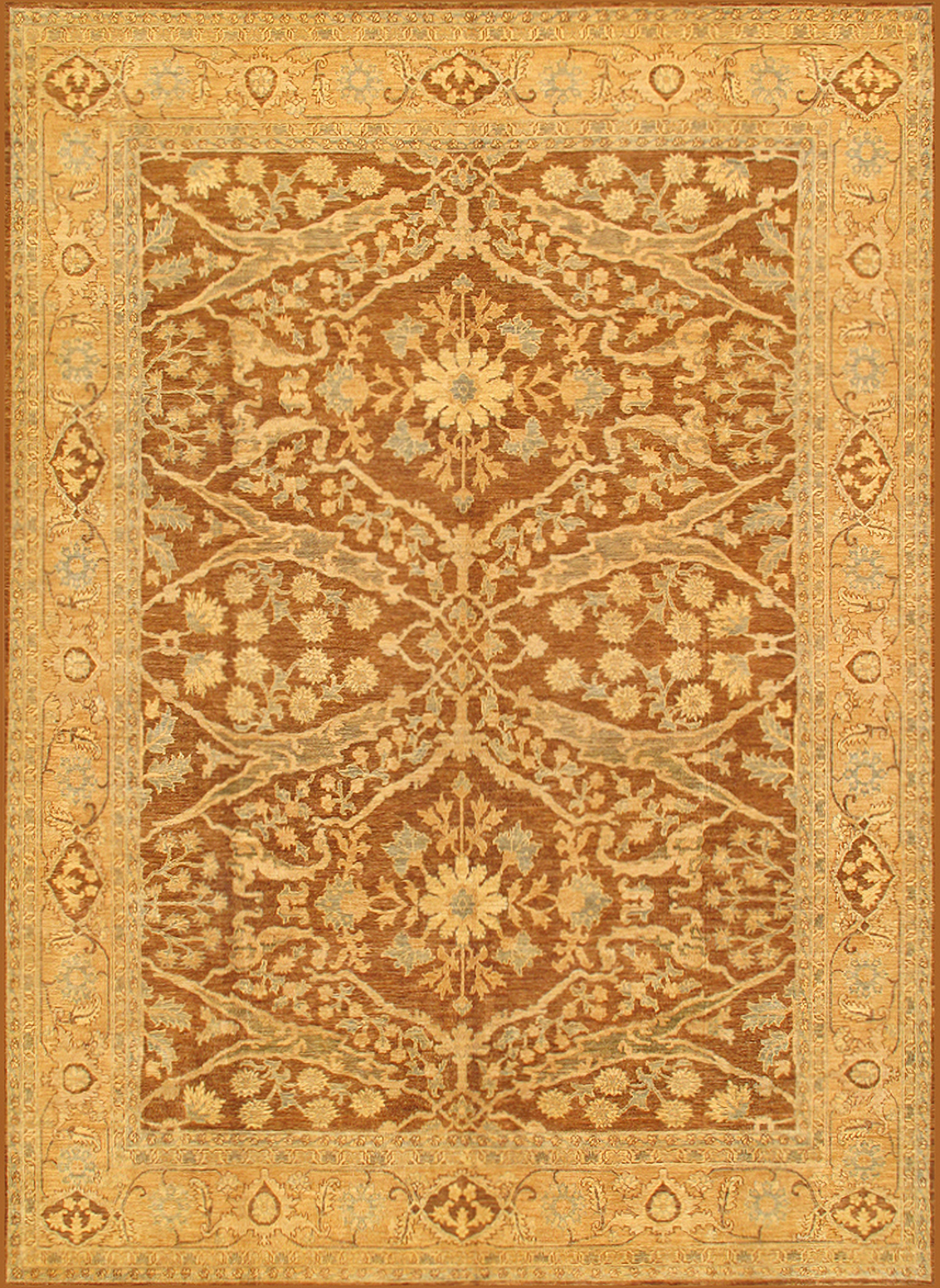 Denver Hand-Knotted Lamb's Wool Area Rug- 9' x 12' 4" In Brown and Gold ...