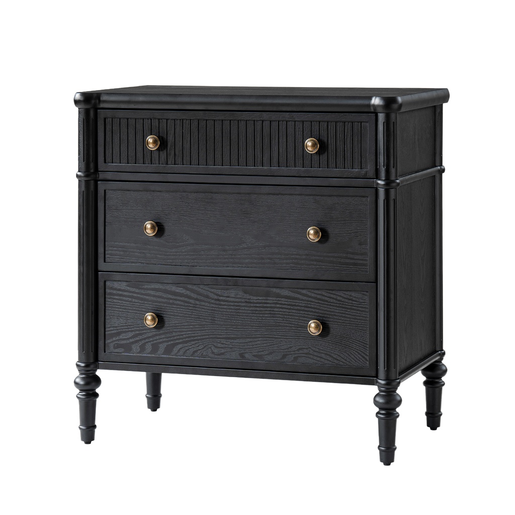 Derk 3-Drawer Nightstand In Black by Karat Home | 1StopBedrooms