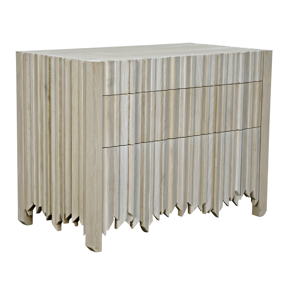 Desdemona 3 Drawer Chest In Bleached Elm by Noir | 1StopBedrooms
