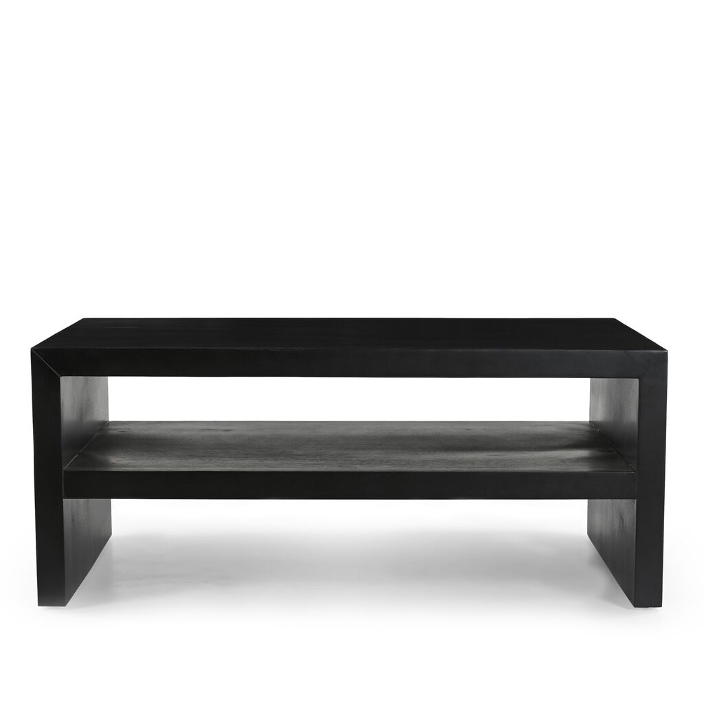 Dev 44 Inch Mitered Angle Coffee Table with Storage Shelf In Black by ...
