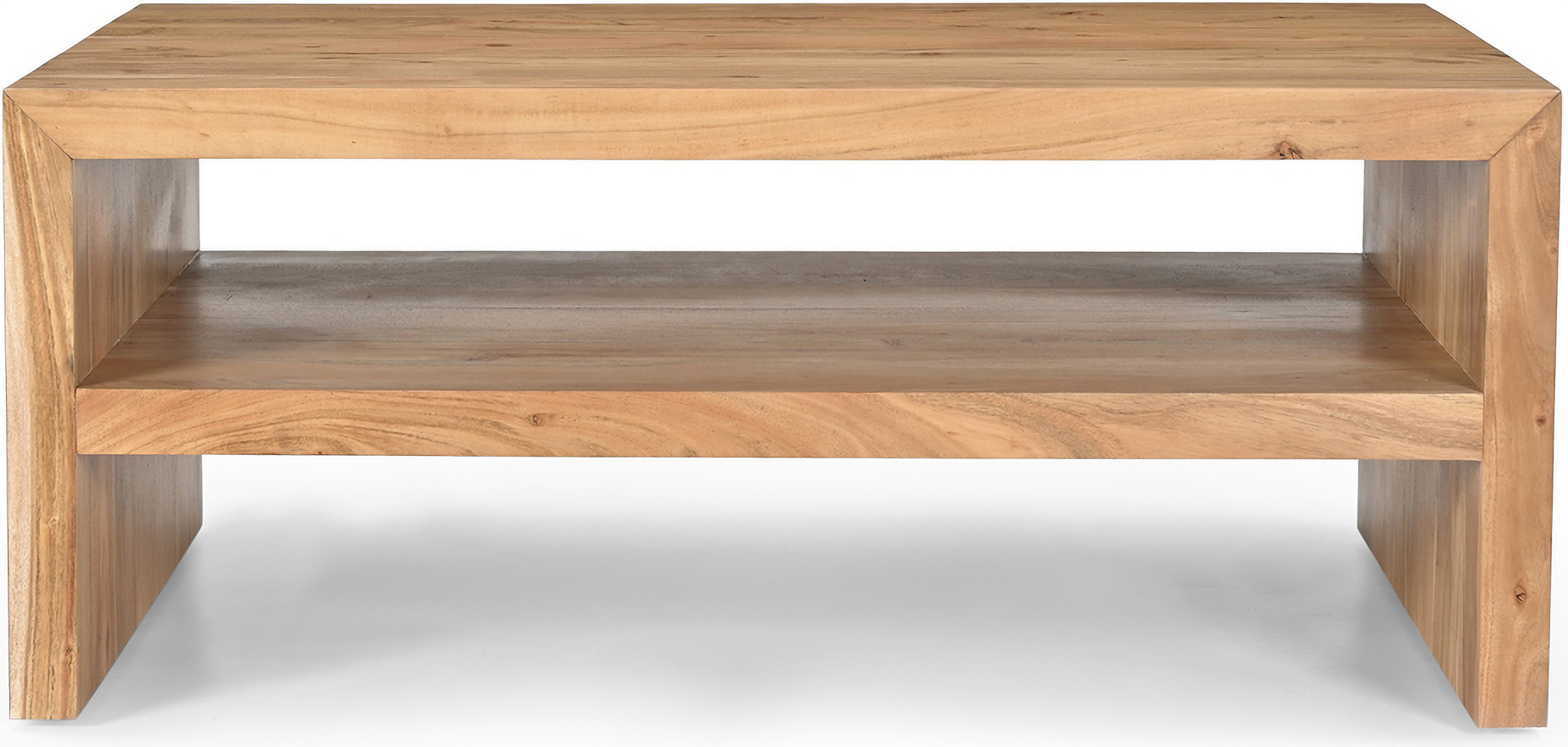 Dev 44 Inch Mitered Angle Coffee Table with Storage Shelf In Natural by ...