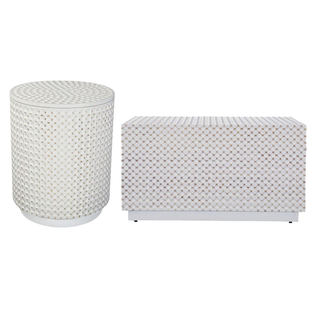 Dimple Occasional Table Set In Whitewash by Carolina Living | 1StopBedrooms