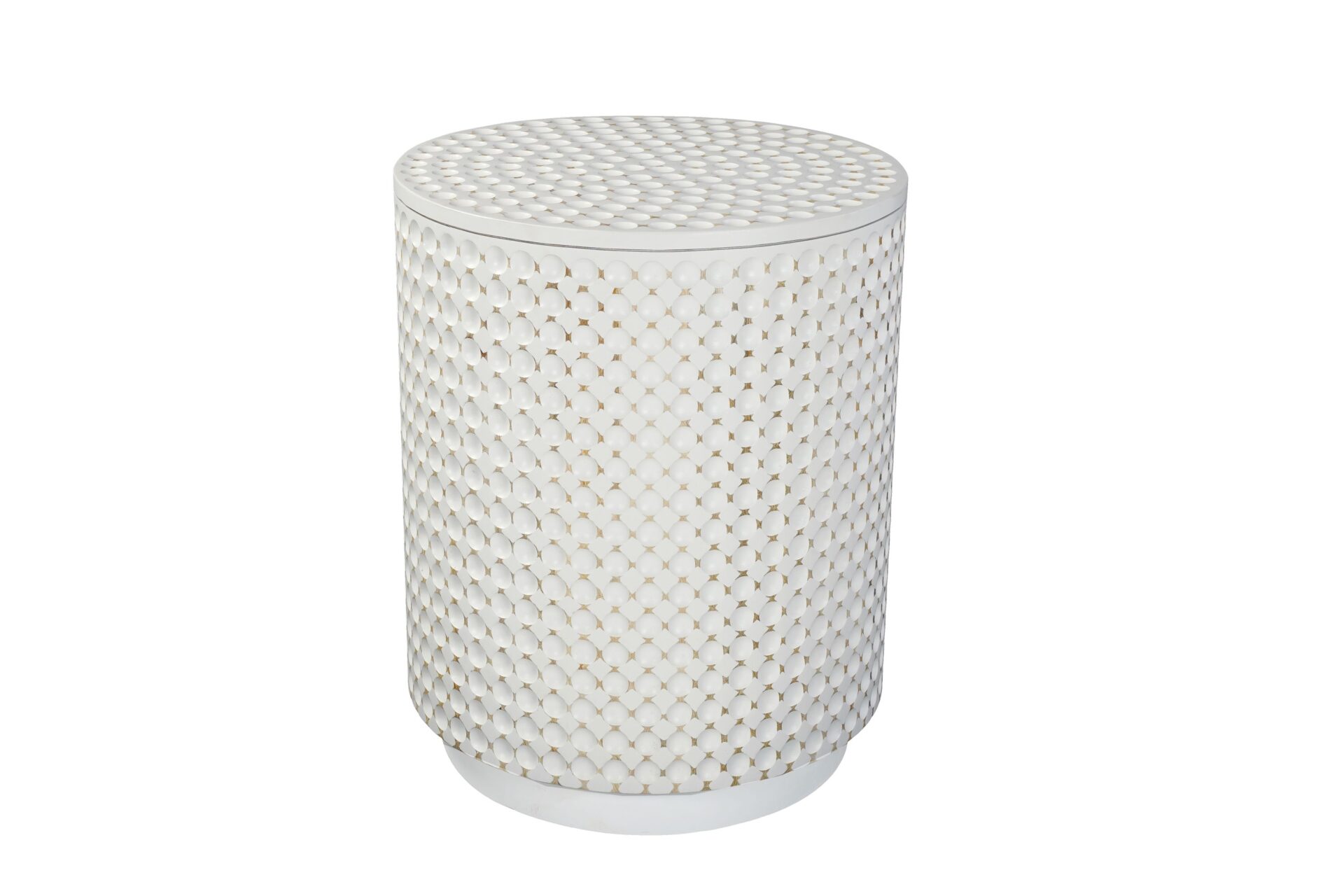 Dimple Round Accent Table In Whitewash by Carolina Living | 1StopBedrooms