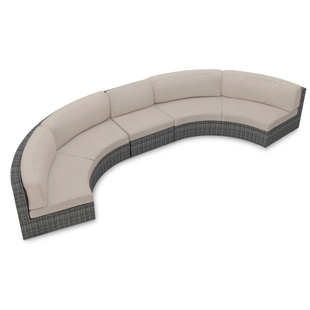 District 3 Piece Extended Curve Sectional Set In Canvas Flax and Slate ...