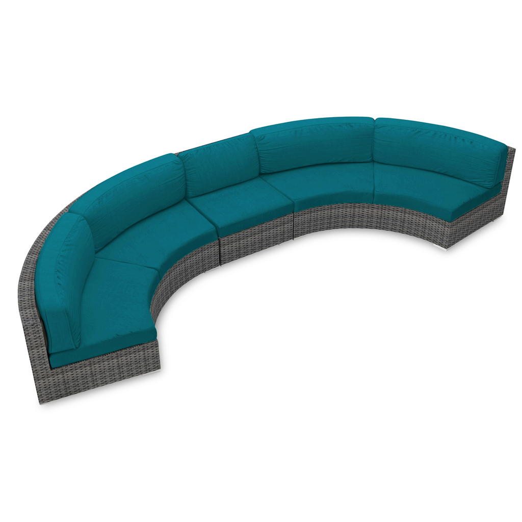 District 3 Piece Extended Curve Sectional Set In Spectrum Peacock and ...