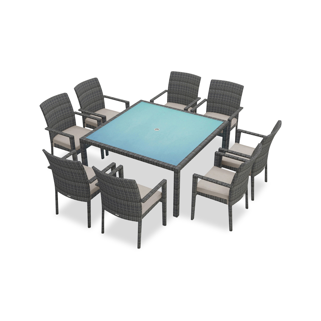 District 9 Piece Arm Square Dining Set In Cast Silver and Slate by ...