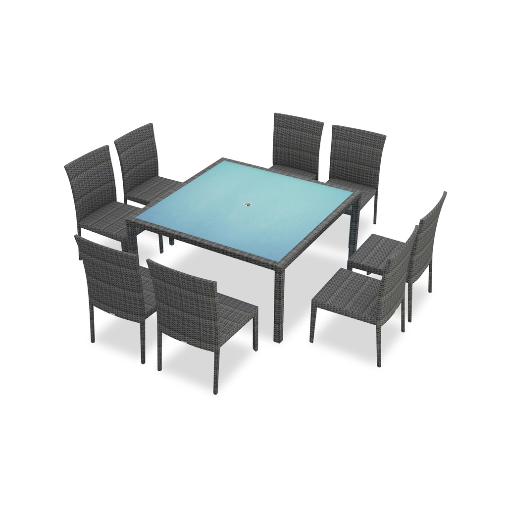 District 9 Piece Square Dining Set In Textured Slate by Harmonia Living ...