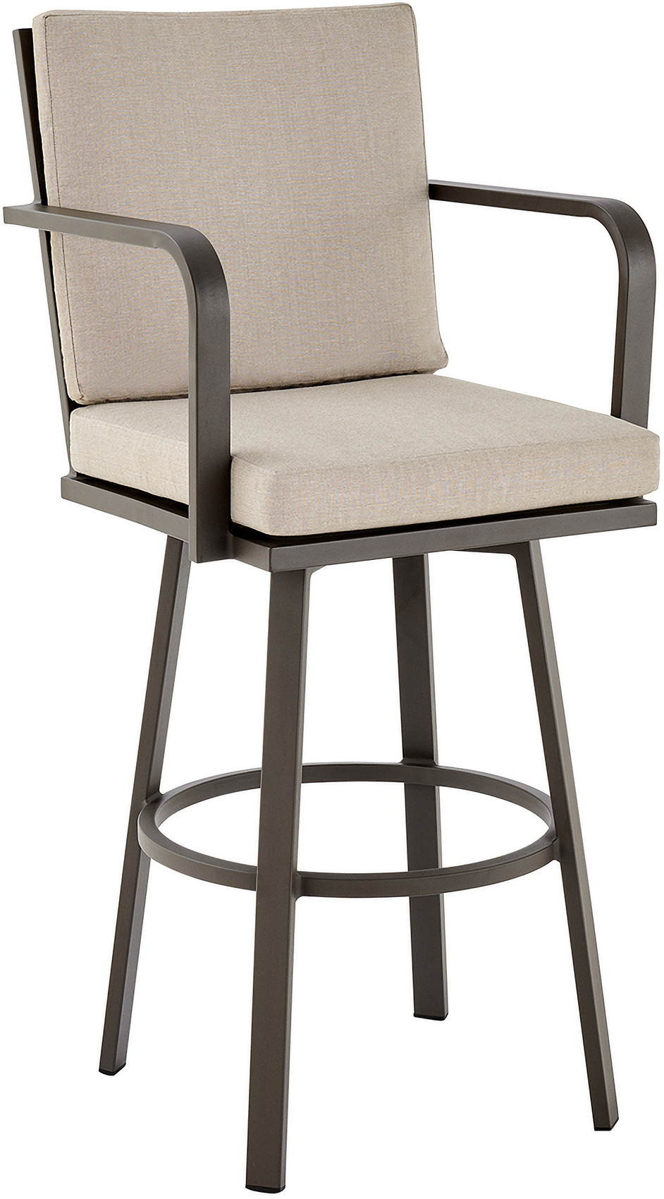 Don 26 Inch Outdoor Patio Swivel Counter Stool In Brown Aluminum with Cushions by Armen Living 1StopBedrooms