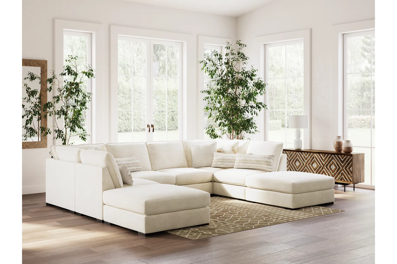 Donelson Creek 6-Piece Sectional and Ottoman In Vanilla by Ashley ...