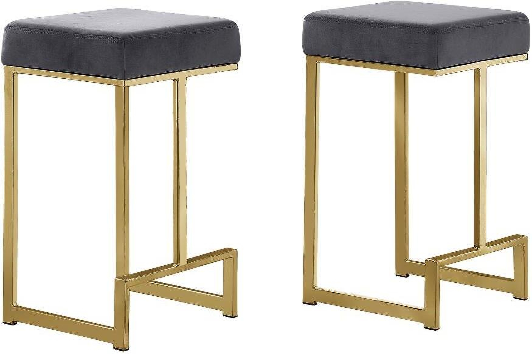 Dorrington Modern Velvet Backless Counter Height Stool Set of 2 In Gray ...