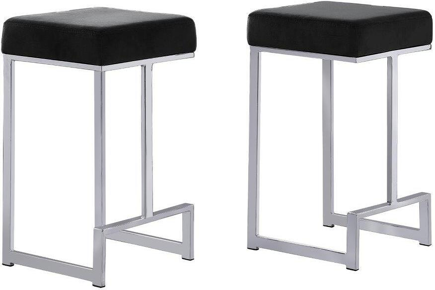 Dorrington Velvet Backless Counter Height Stool Set of 2 In Black And ...