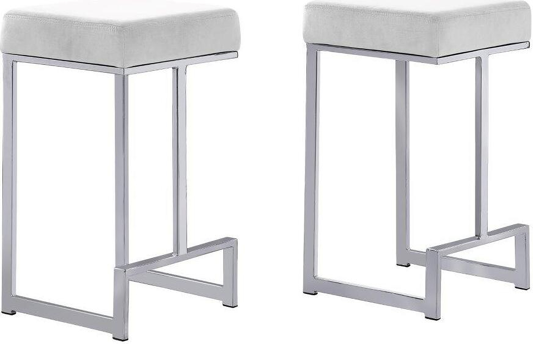 Dorrington Velvet Backless Counter Height Stool Set of 2 In White And ...
