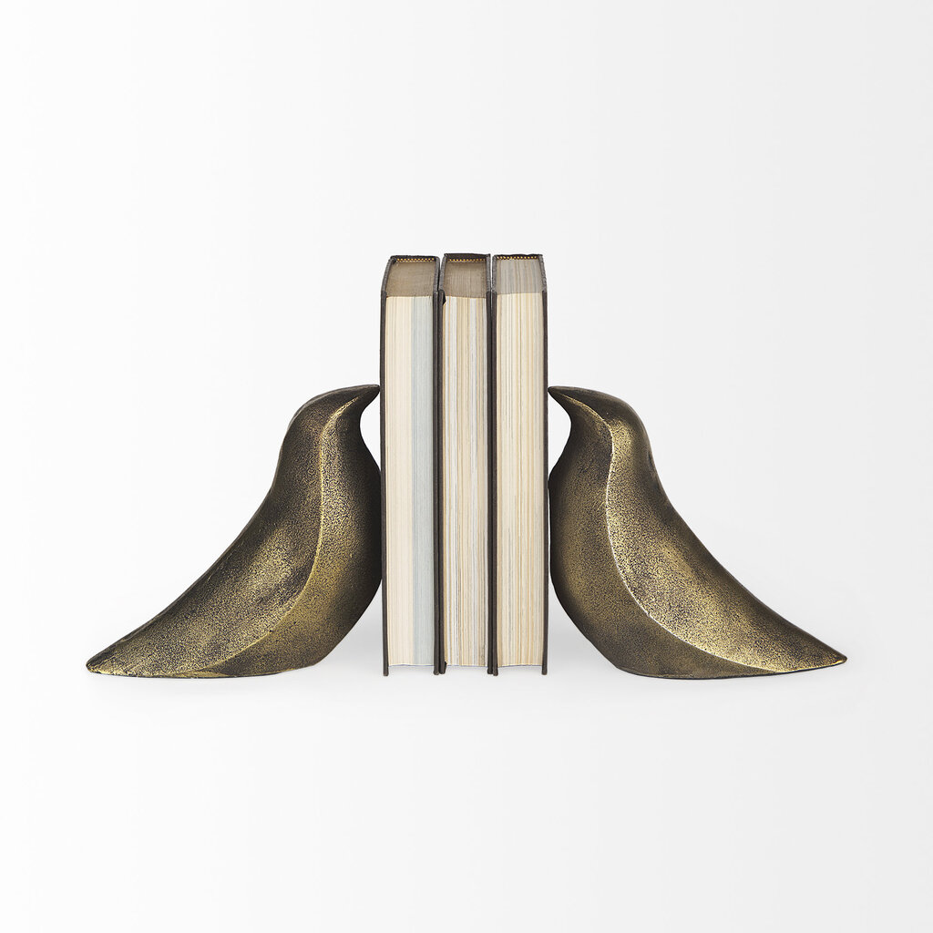 Dover Aluminum Dove Bookends Set of 2 In Gold by Mercana | 1StopBedrooms