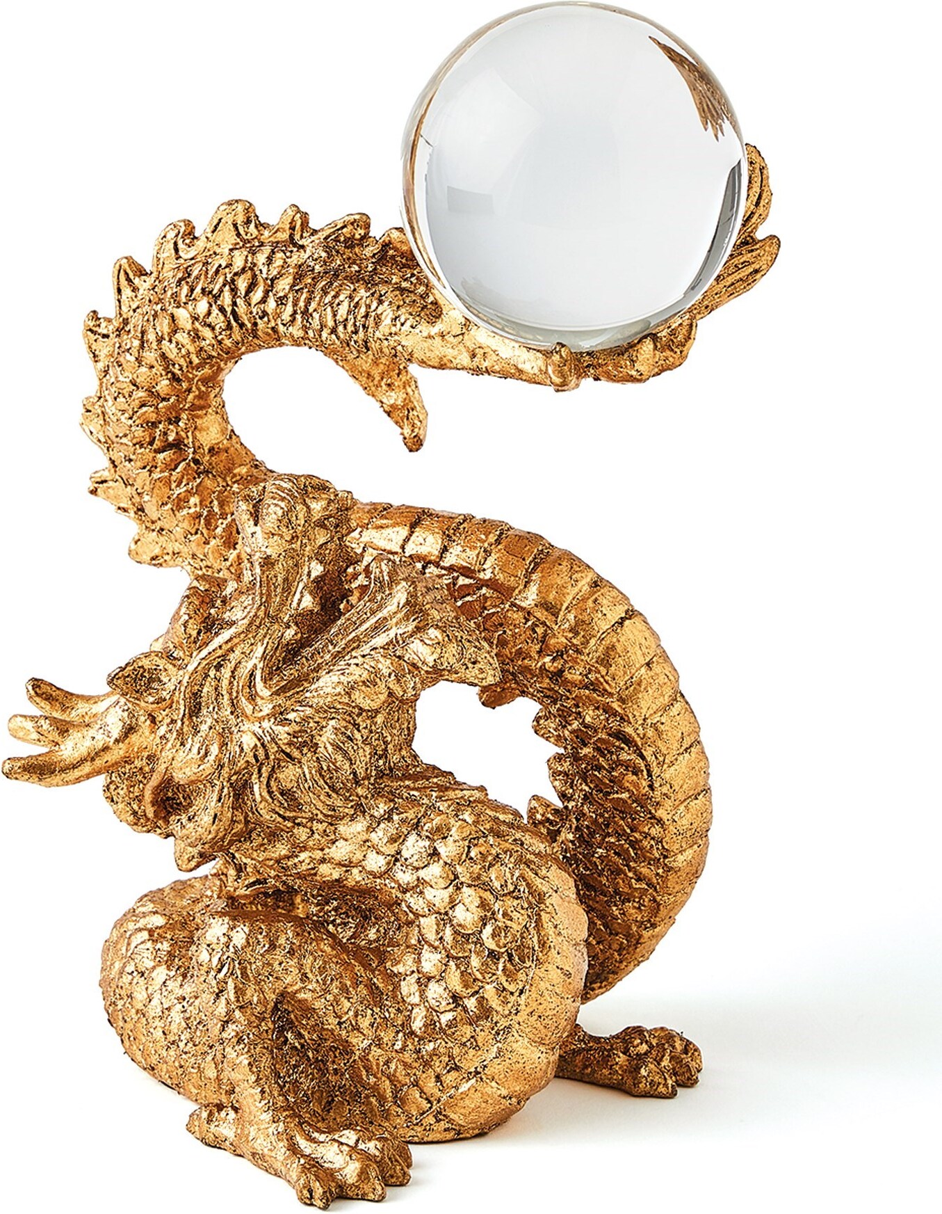 Dragon Holding Sphere In Gold Leaf by Global Views | 1StopBedrooms