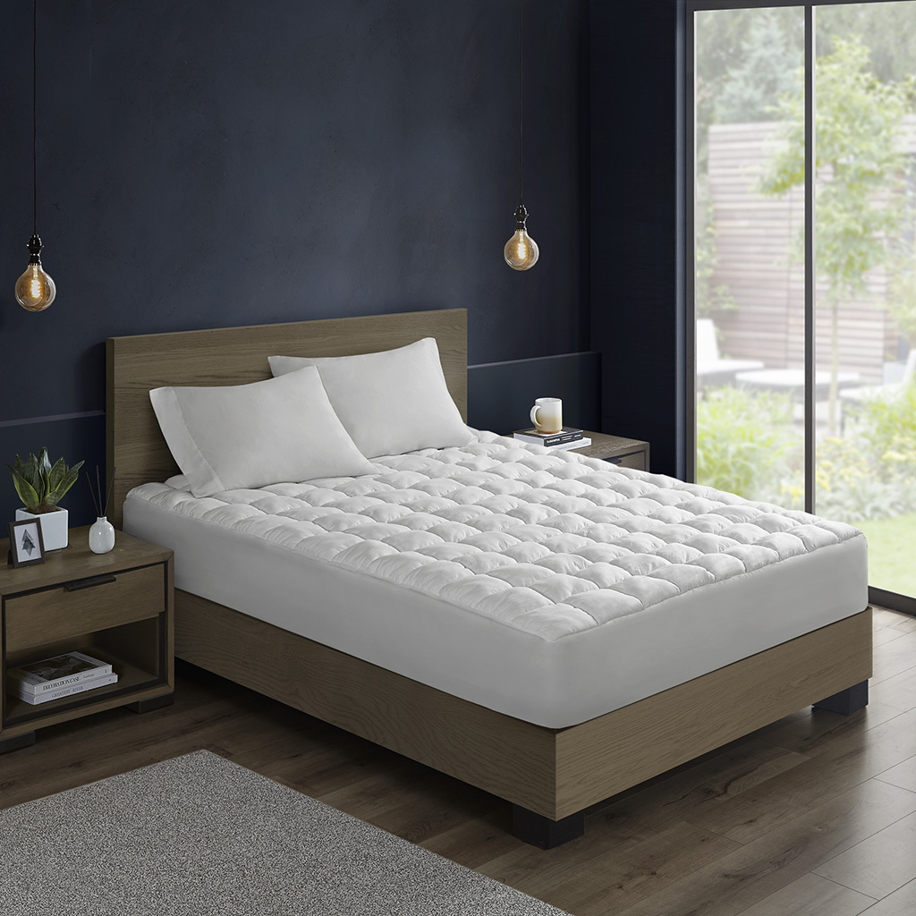 Dream Puff Overfilled Down Alternative Queen Mattress Pad In White by ...