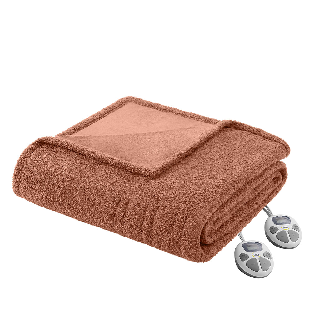 Dream Soft Heated Blanket In Rust by Olliix | 1StopBedrooms