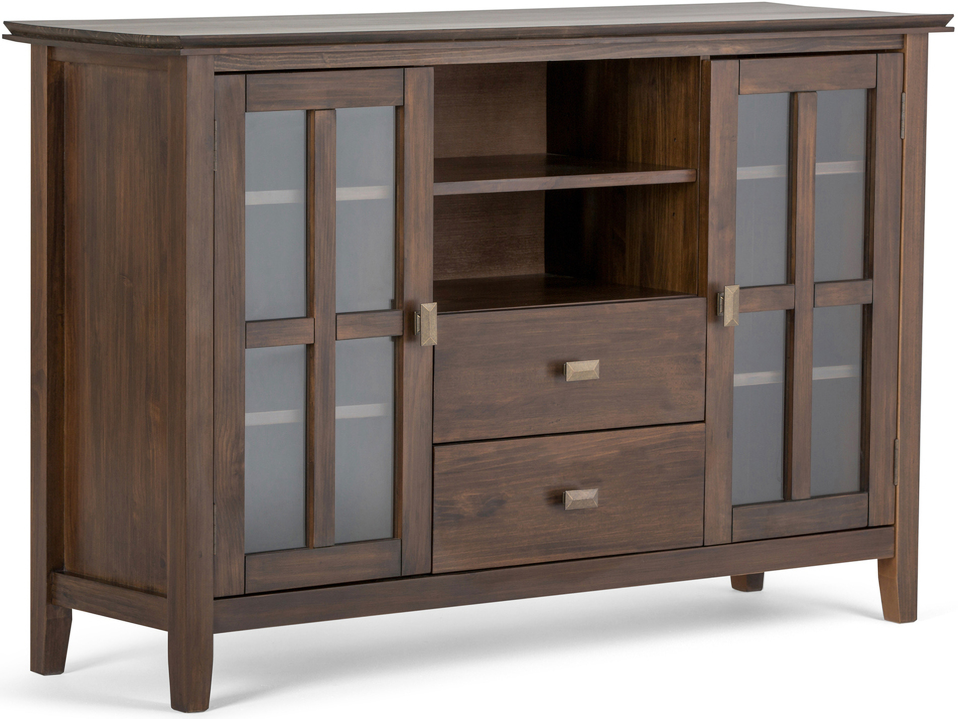 Drift Tall TV Media Stand with 2 Drawers In Natural Aged Brown and ...