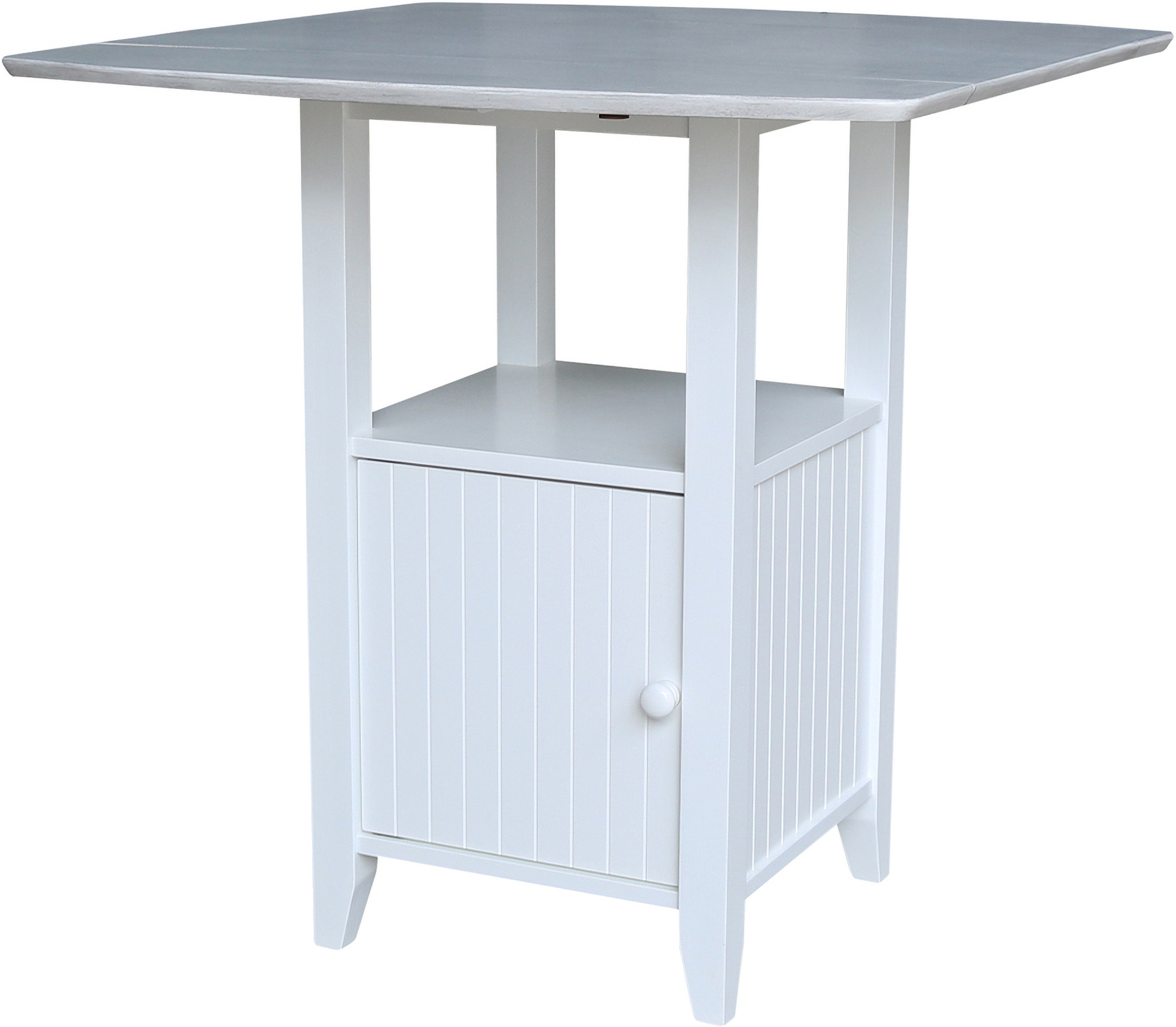 Dual Drop Leaf Counter Height Bistro Table with Storage In Chalk and ...