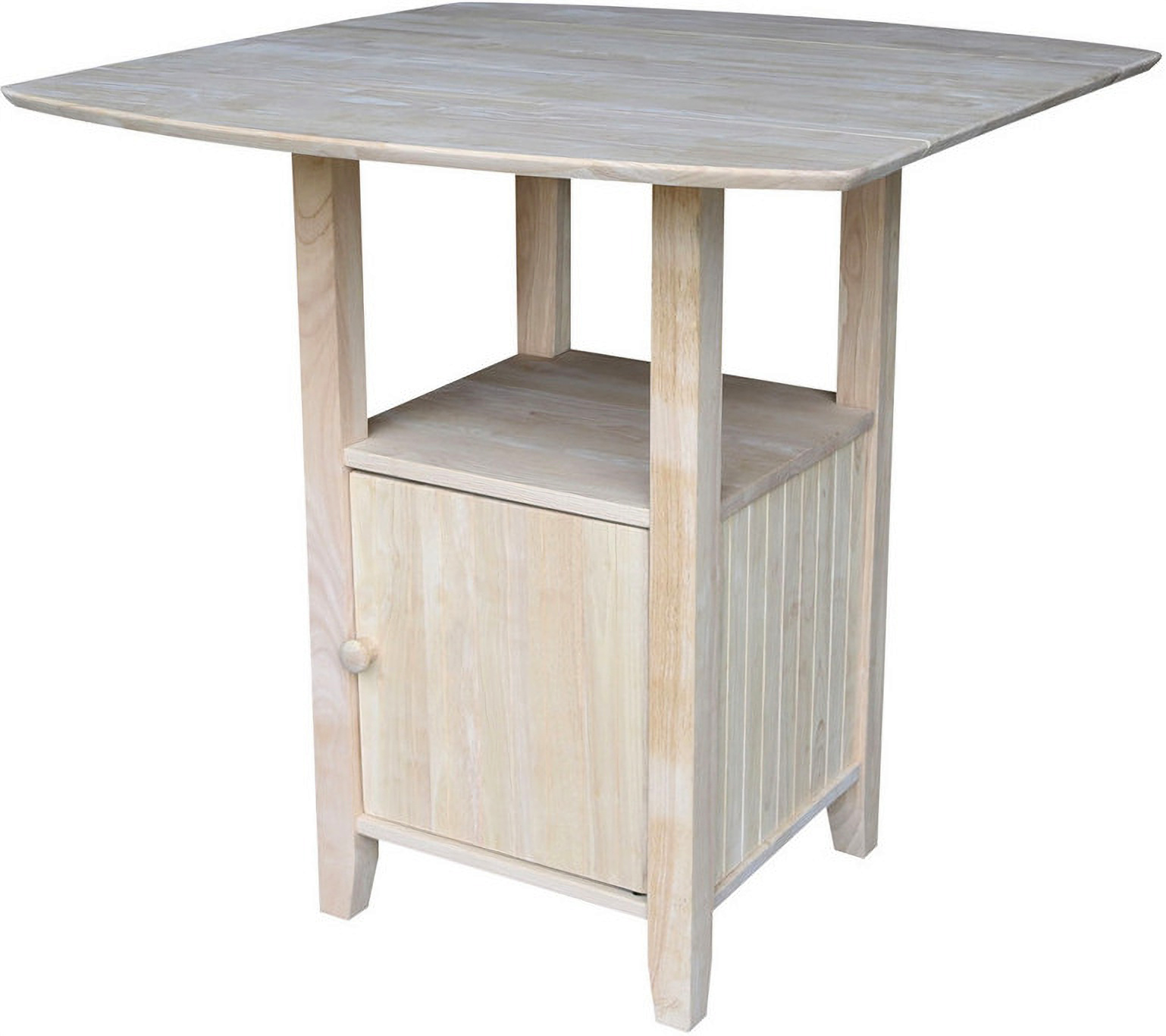 Dual Drop Leaf Counter Height Bistro Table with Storage In Unfinished ...
