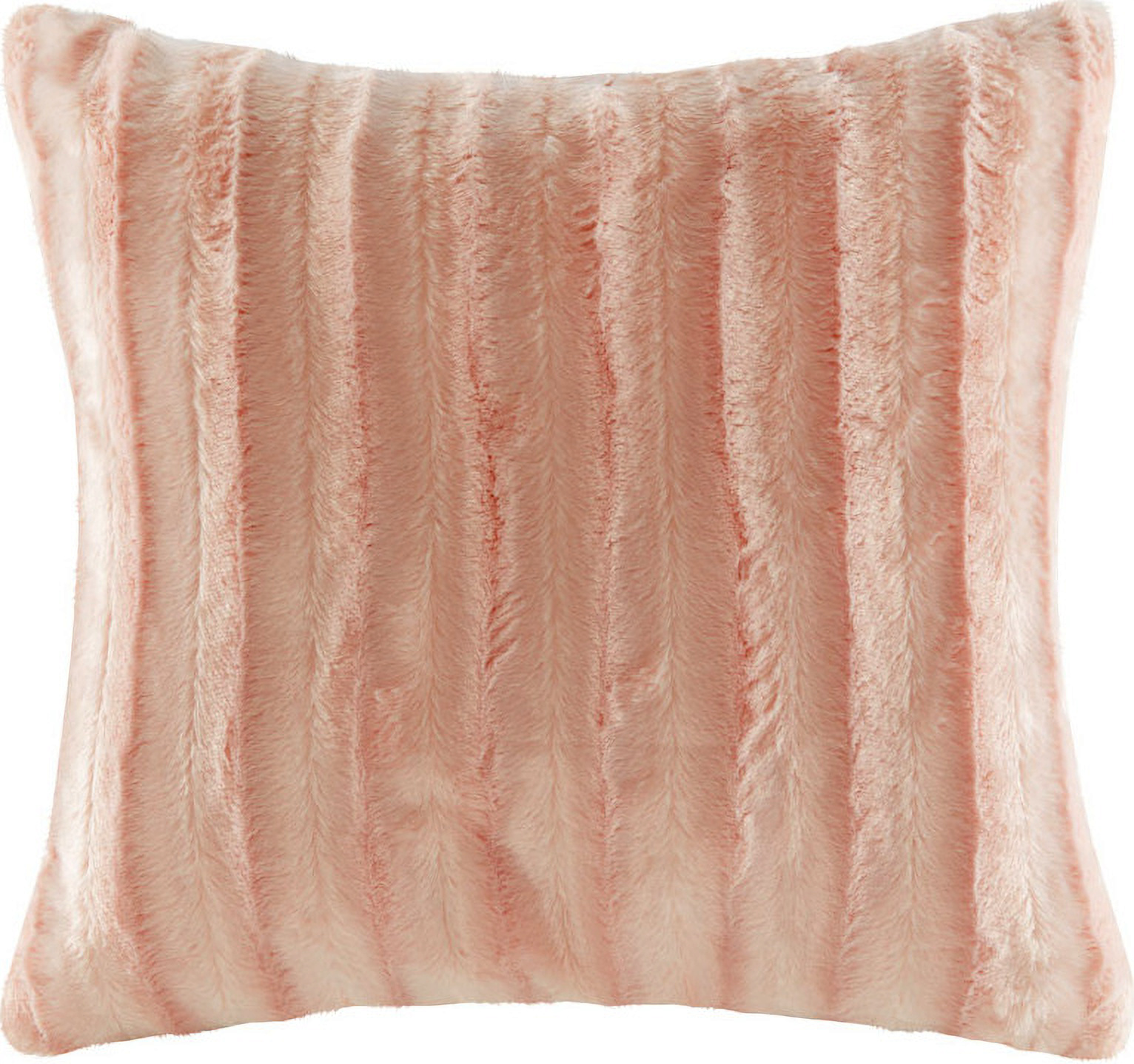 Duke Polyester Brushed Faux Long Fur Squre Pillow In Blush by Olliix ...