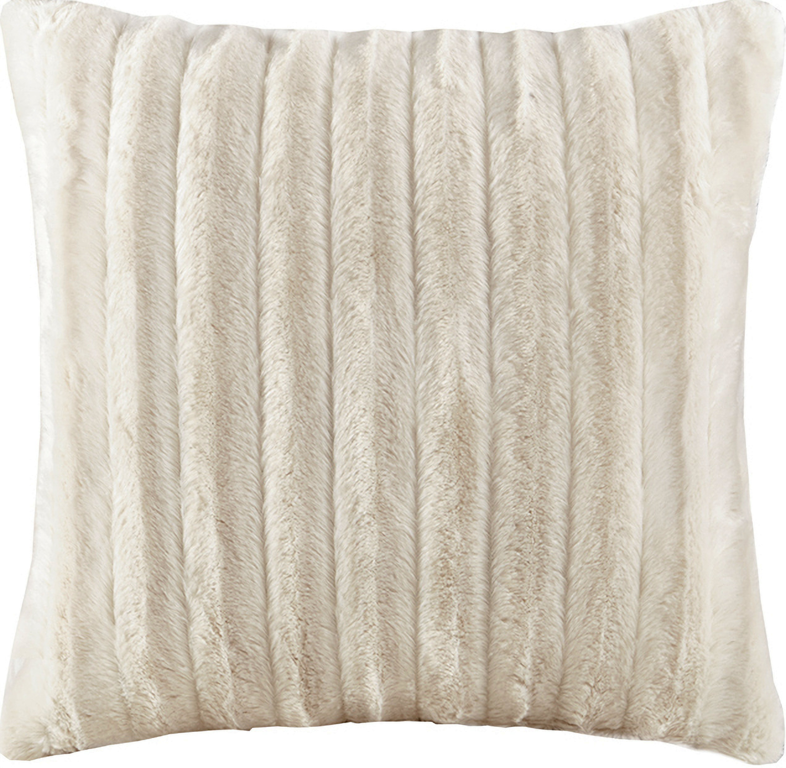 Duke Polyester Brushed Solid Stripe Plaited Long Fur Square Pillow In ...