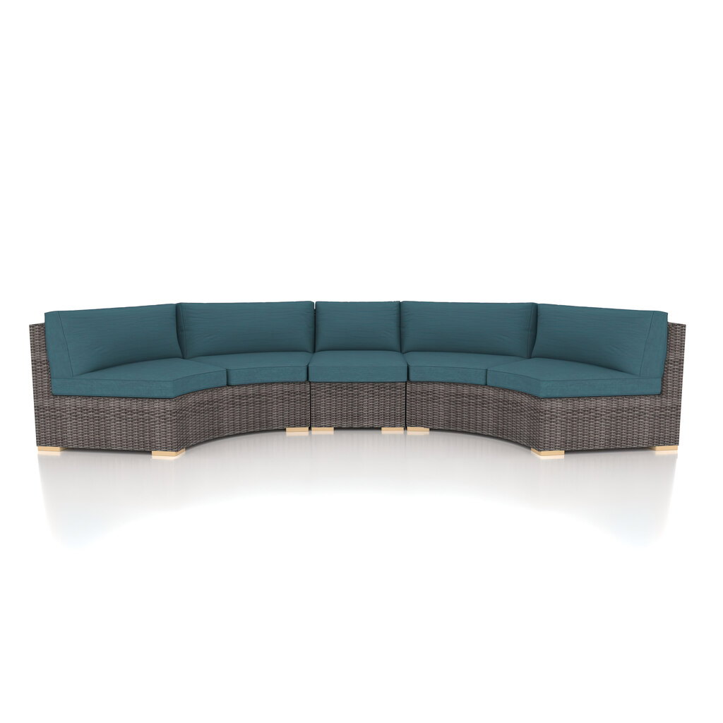 Dune 3 Piece Extended Curve Sectional Set In Cast Lagoon and Driftwood ...