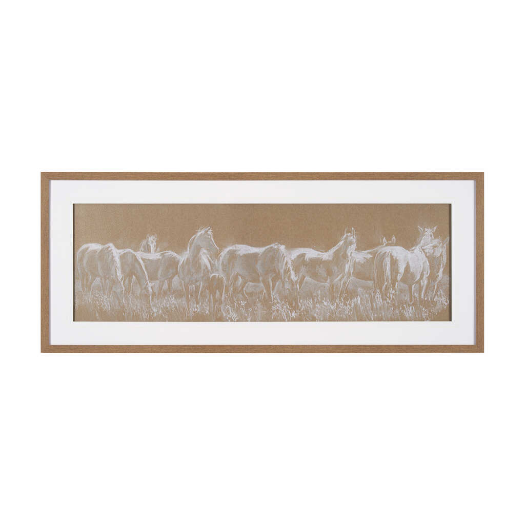 Duo String of Horses Framed Series In Tan/Brown/White by Mercana ...