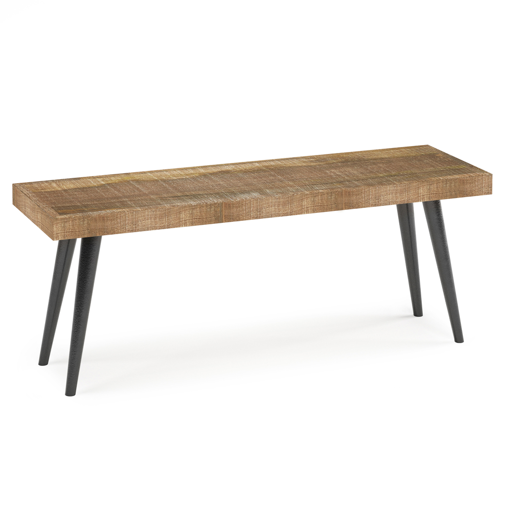 Durham Solid Mango Wood Bench In Distressed Natural by Simpli Home ...