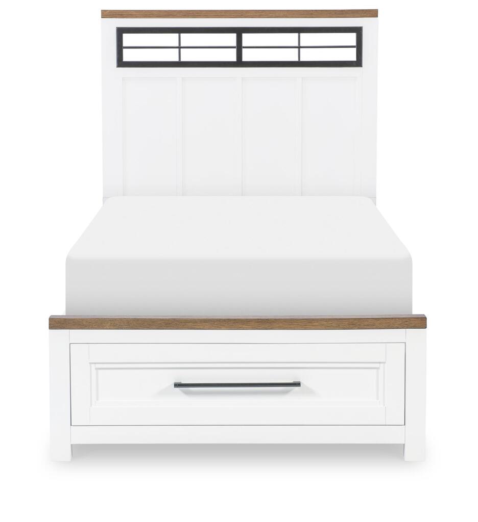 Dutton Complete Metalwork Twin Panel Bed with Storage Footboard In ...