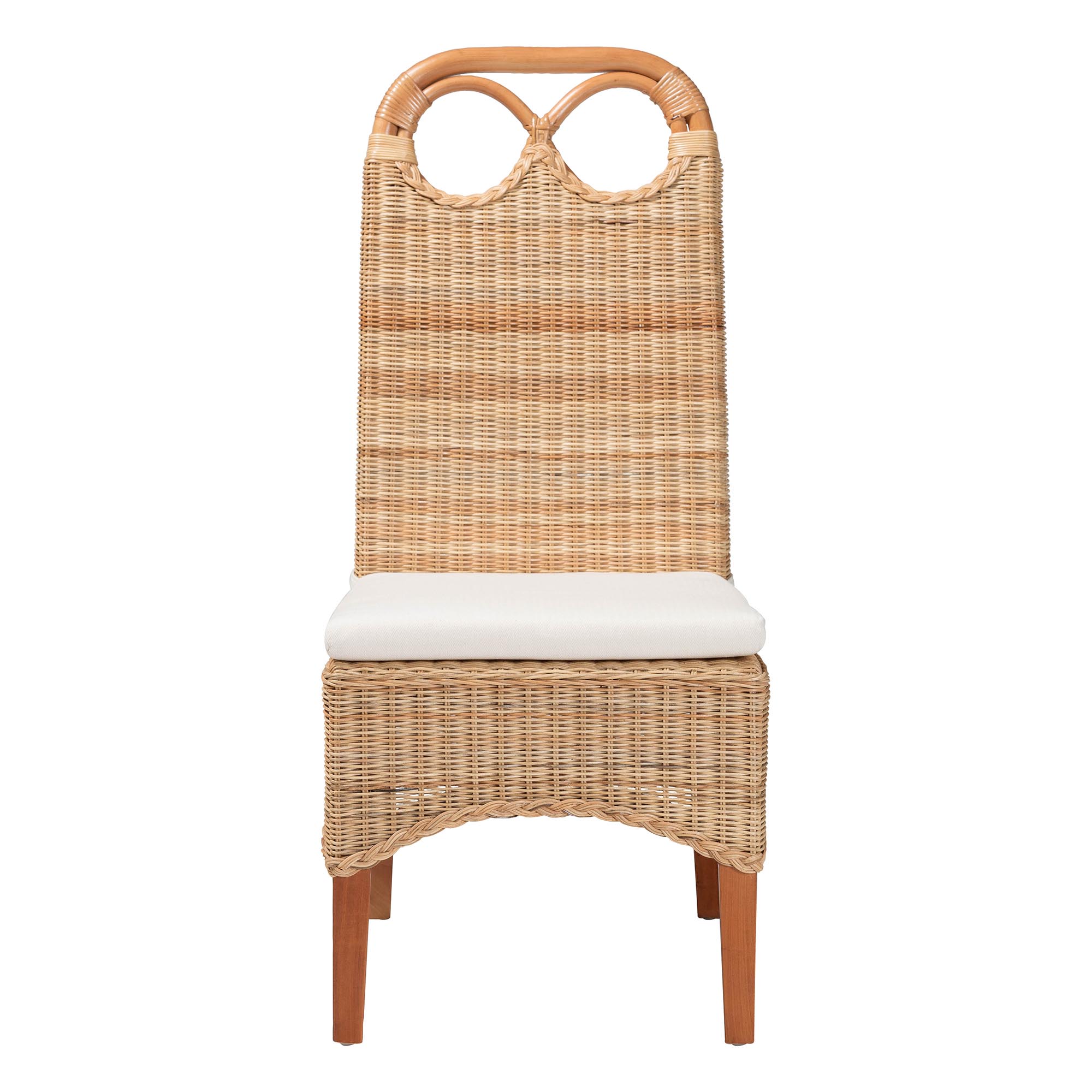 Dyna Natural Rattan Side Chair Dining Chair with Removable Cushion In ...
