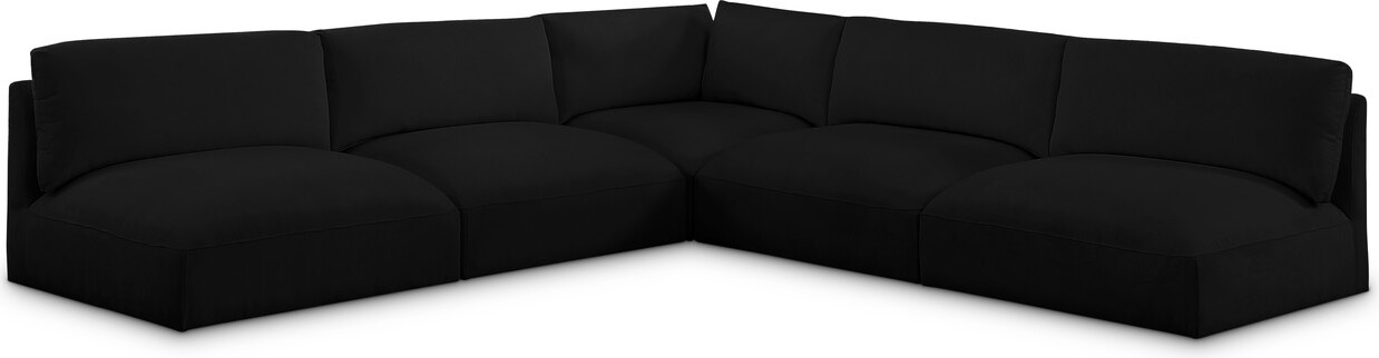 Ease Polyester Fabric Modular Sectional In Black by Meridian ...