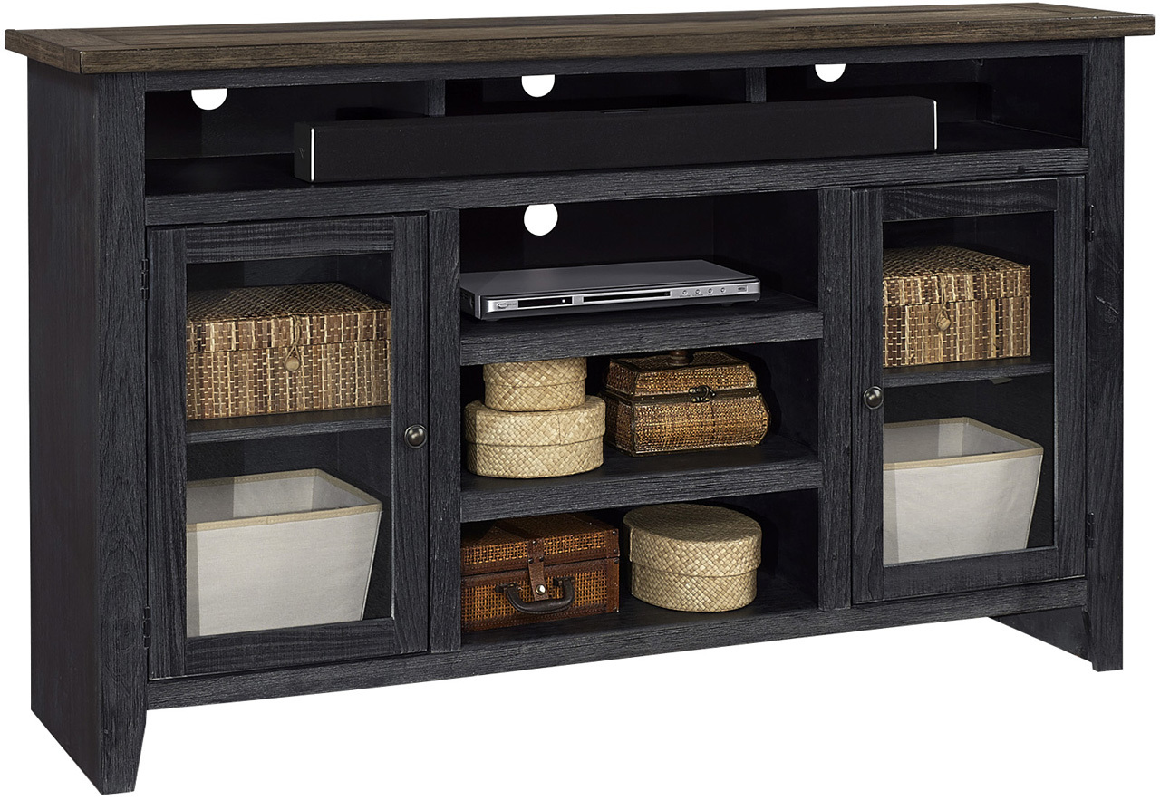 Eastport 65 Inch Highboy Console With 2 Doors In Black by Aspenhome ...