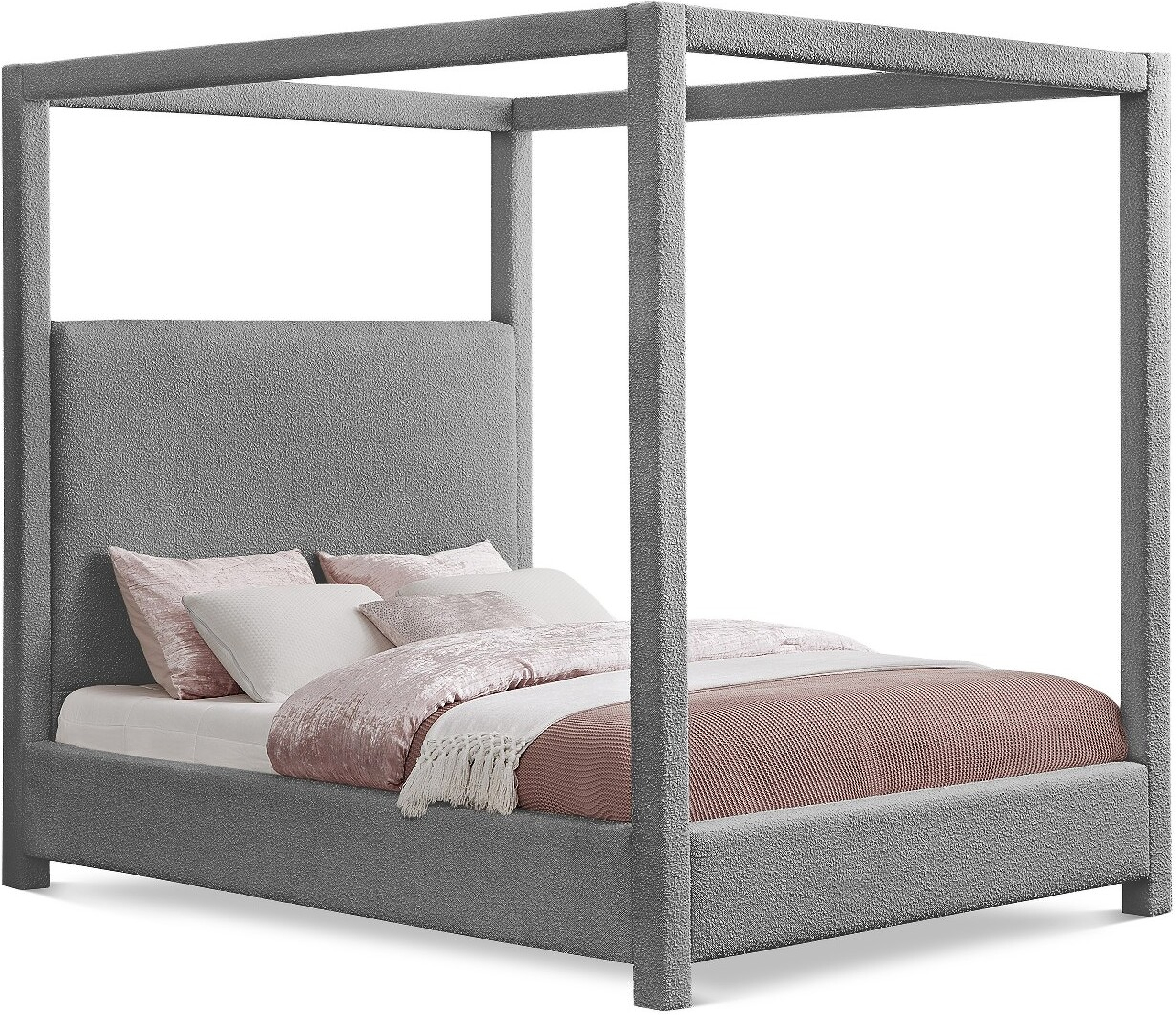 Eden Boucle Fabric King Bed In Grey by Meridian | 1StopBedrooms