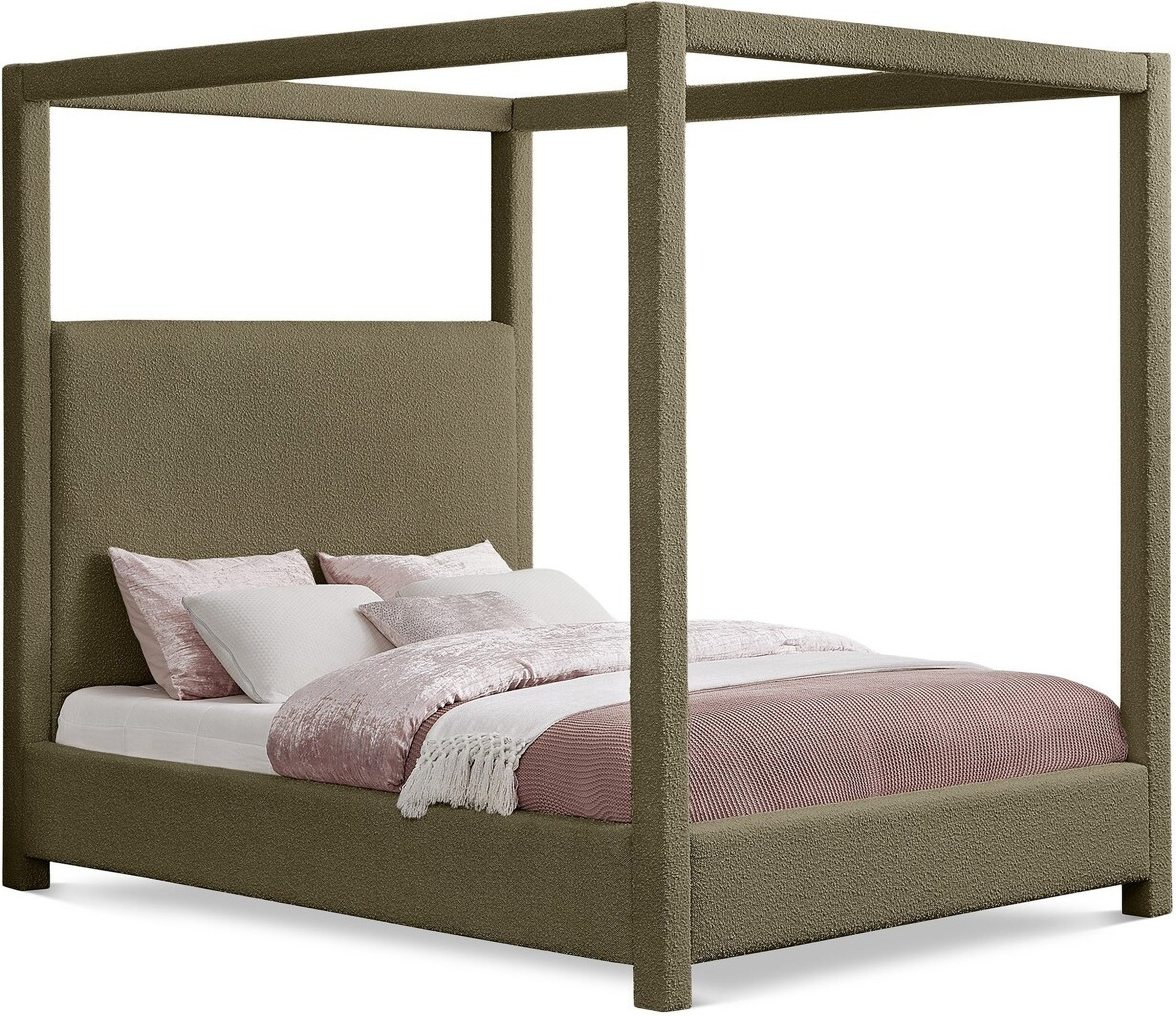 Eden Boucle Fabric Queen Bed In Olive by Meridian | 1StopBedrooms
