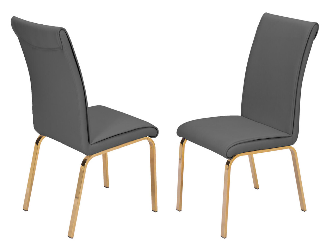 Eden Upholstered Chairs Set of 2 In Dark Gray Faux Leather and Gold ...