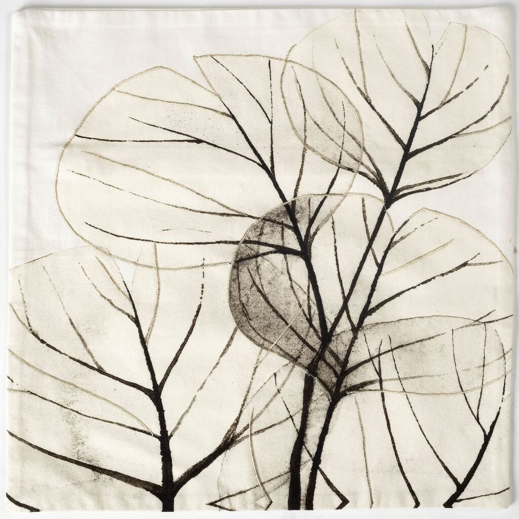 Edge of Twilight Leaf Pattern Decorative Pillow Cover In Cream by ...