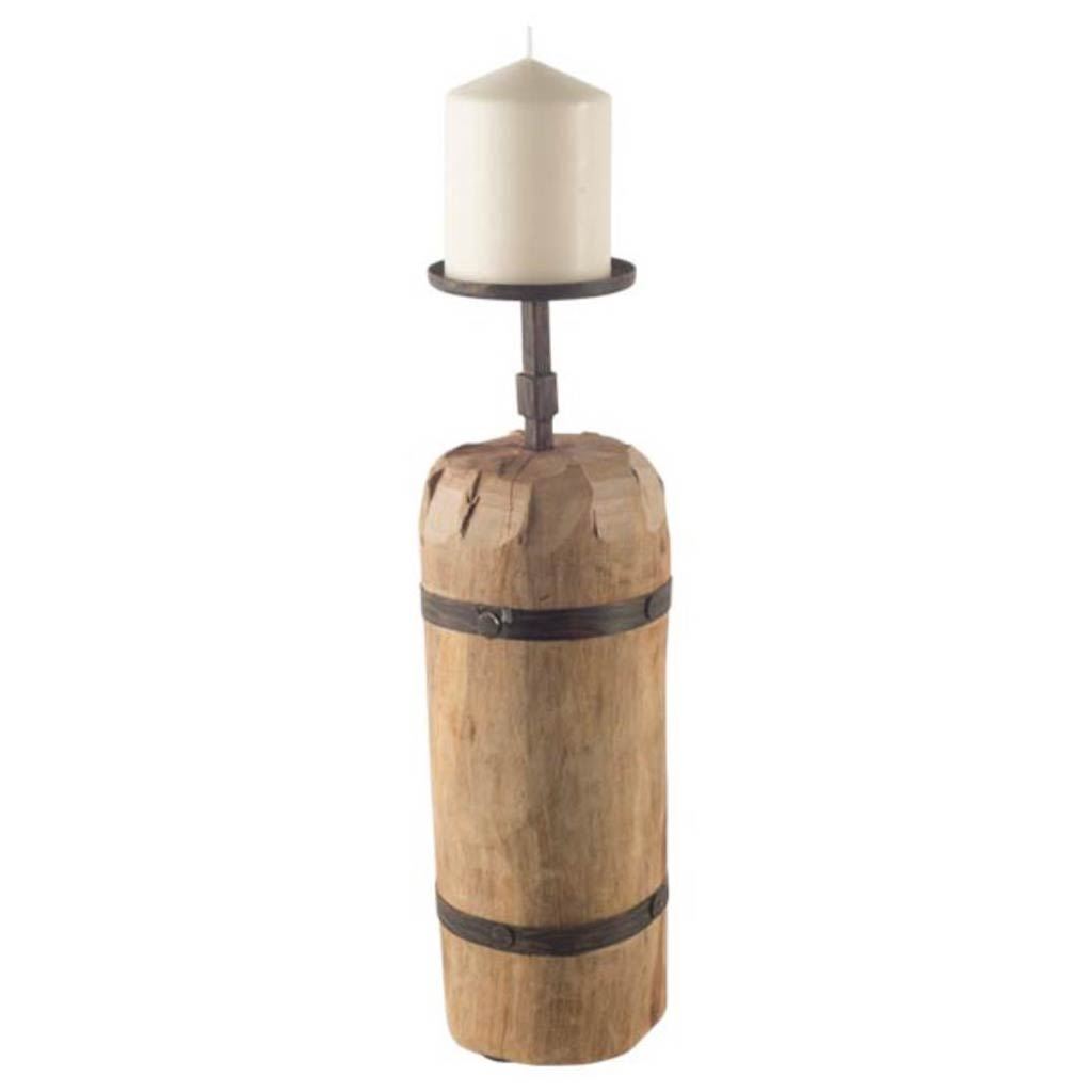 Edgeland II Tall Wood Metal Strap Candle Holder In Tan by Mercana ...