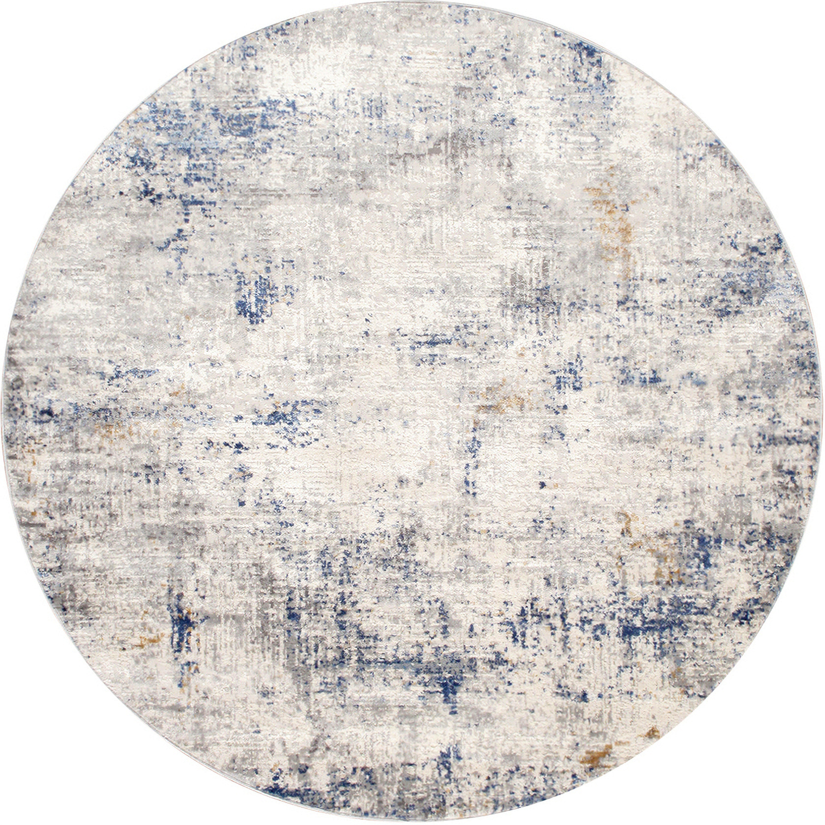 Efes Design Fabric Area Rug- 6' x 6' In Light Grey and Light Blue by ...