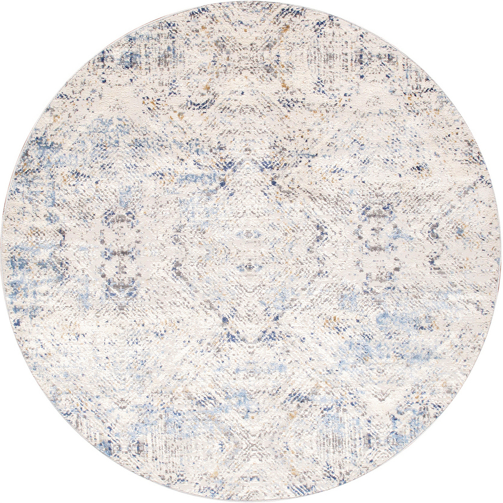 Efes Design Fabric Area Rug- 6' x 6' In Light Grey and Light Blue by ...