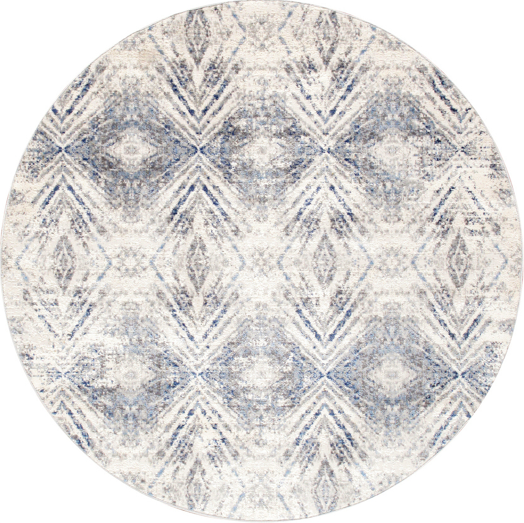 Efes Design Fabric Area Rug- 6' x 6' In Light Grey and Light Blue by ...