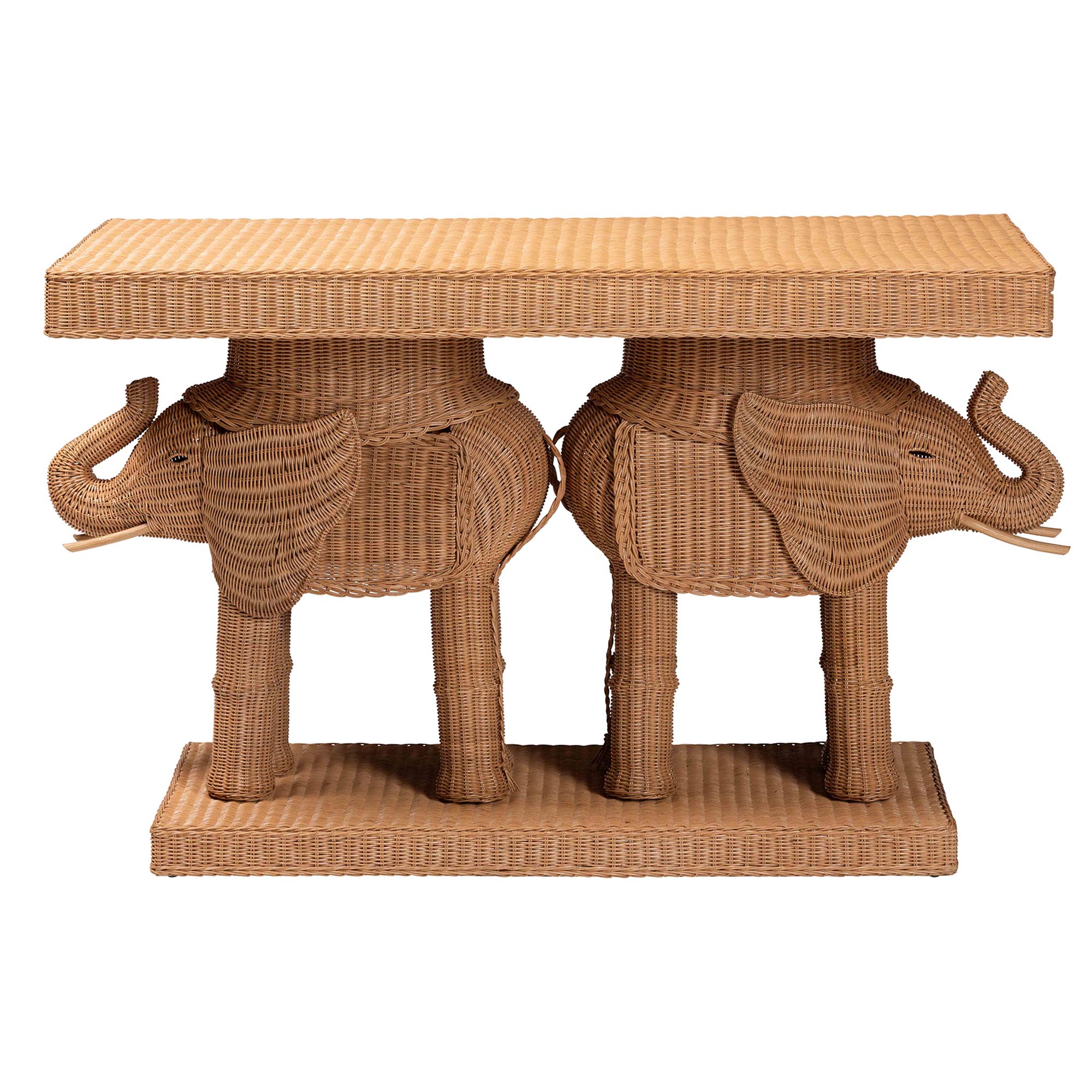 Elissa Rattan Elephant Console Table In Light Honey by Baxton Studio | 1StopBedrooms