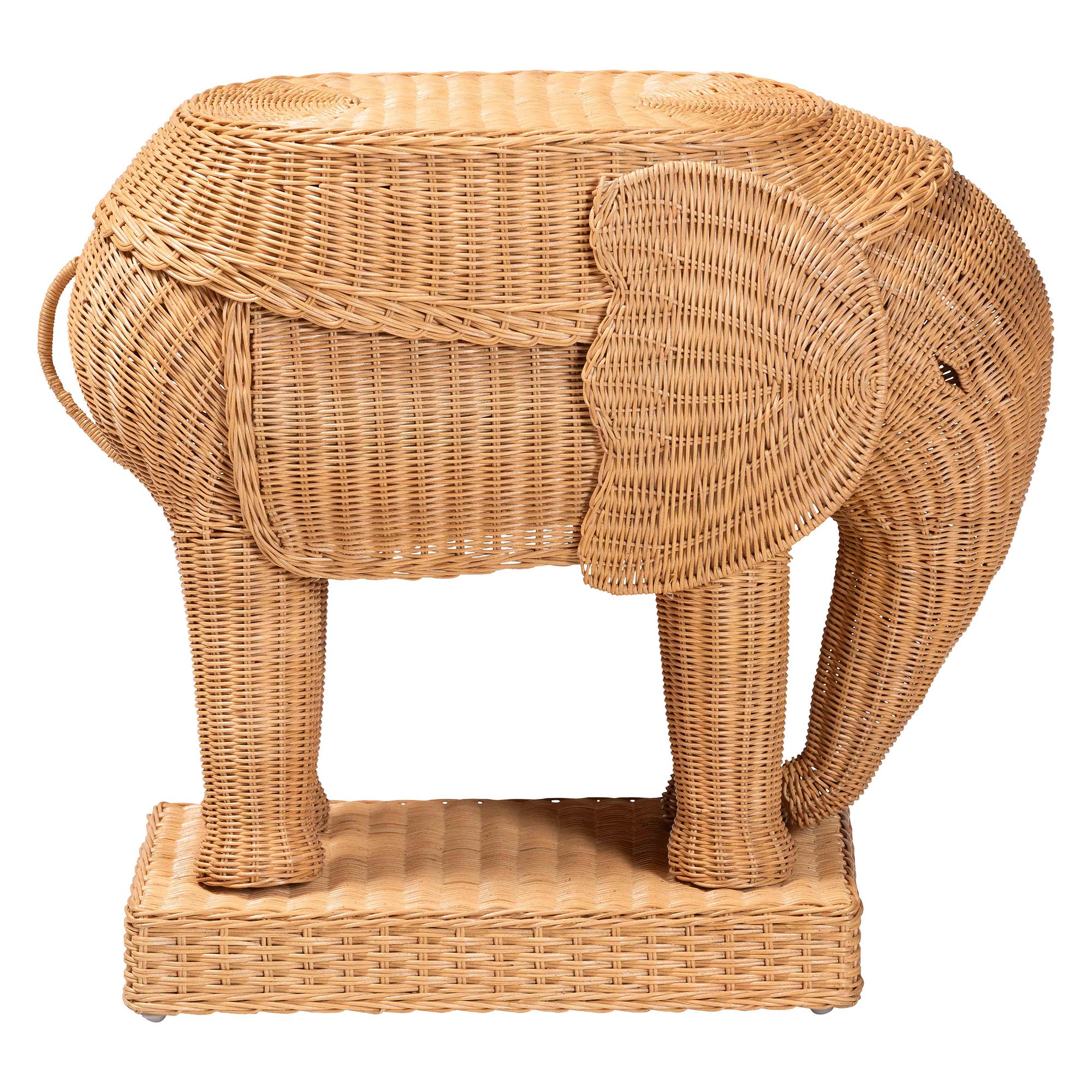 Elissa Rattan Elephant End Table In Light Honey by Baxton Studio ...