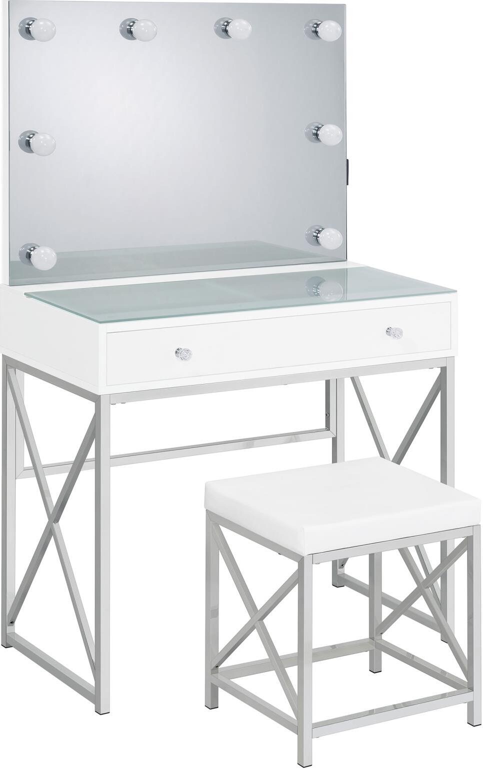 Eliza 2-piece Vanity Set with Hollywood Lighting White and Chrome by ...